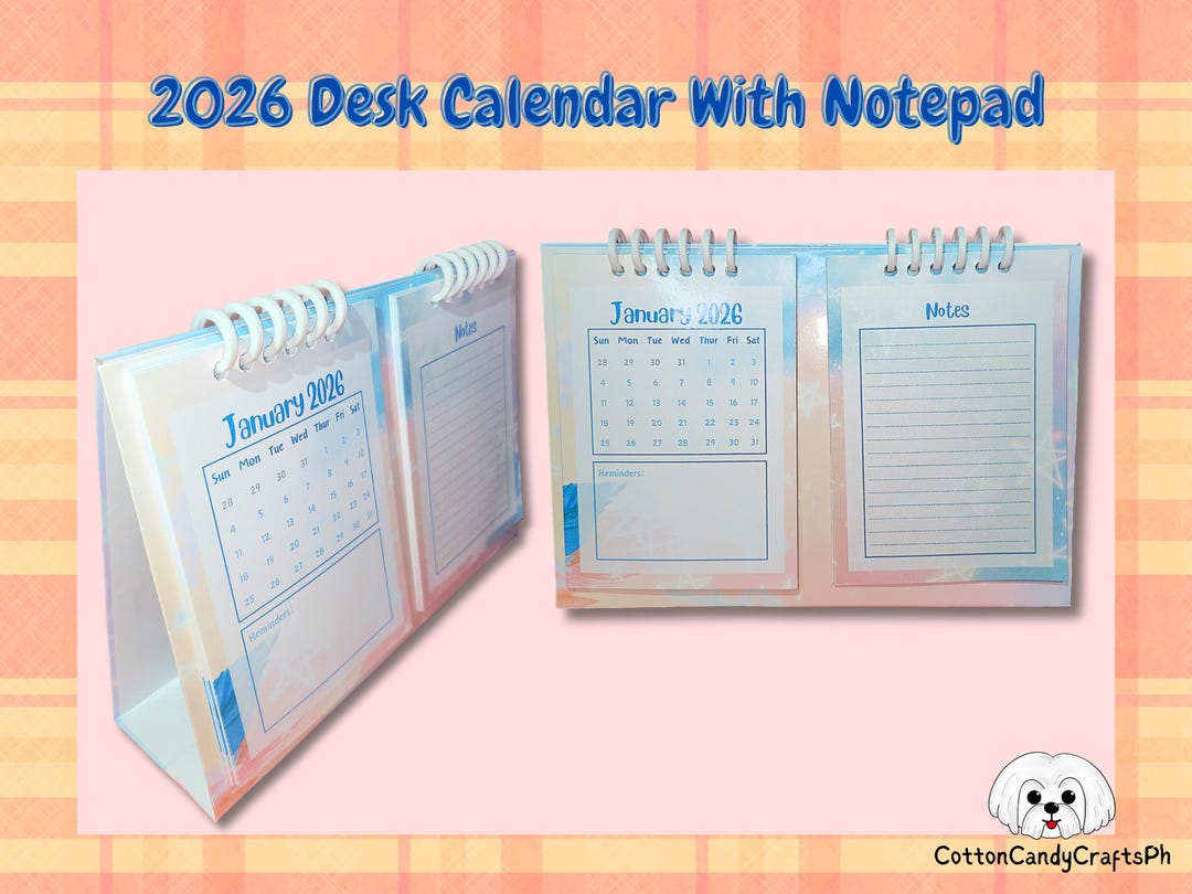 2026 Cute Desk Calendar With Notepad, DIY Calendar 2026, Printable Desk ...