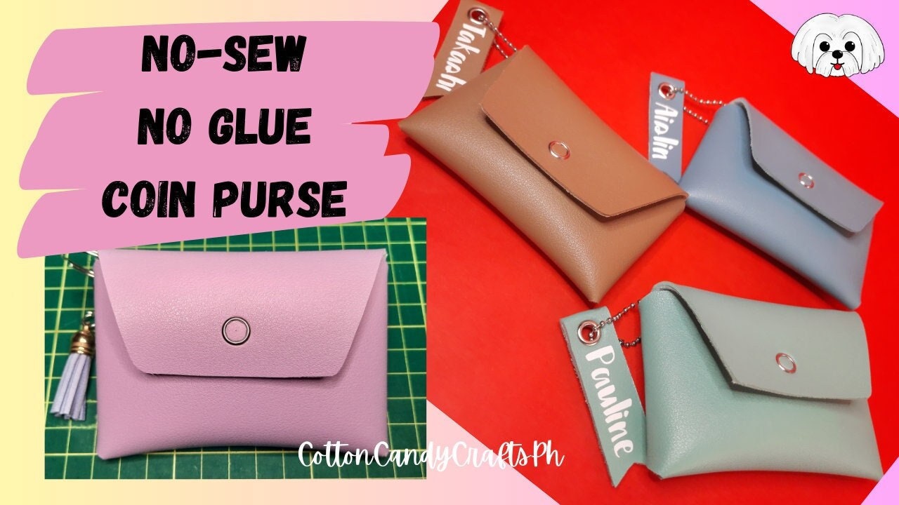 Stitchless Coin Purse SVG Template | No Sew Card Wallet Template | Faux ...