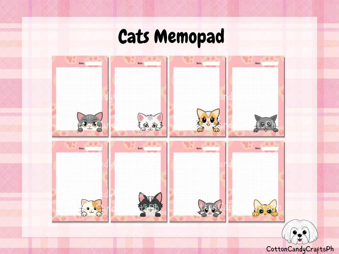 Cats Notepads Memopads | Printable Notepads | Memo Pads | Stationery ...