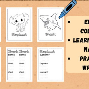 Cute Animals Coloring and Writing Pages for Kids Printable Coloring ...