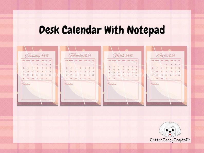 2025 Desk Calendar With Notepad, DIY Calendar 2025, Printable Desk ...