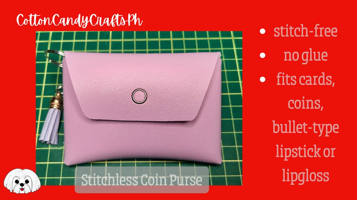 Stitchless Coin Purse SVG Template | No Sew Card Wallet Template | Faux ...