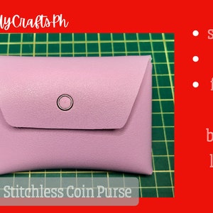 Stitchless Coin Purse SVG Template | No Sew Card Wallet Template | Faux ...