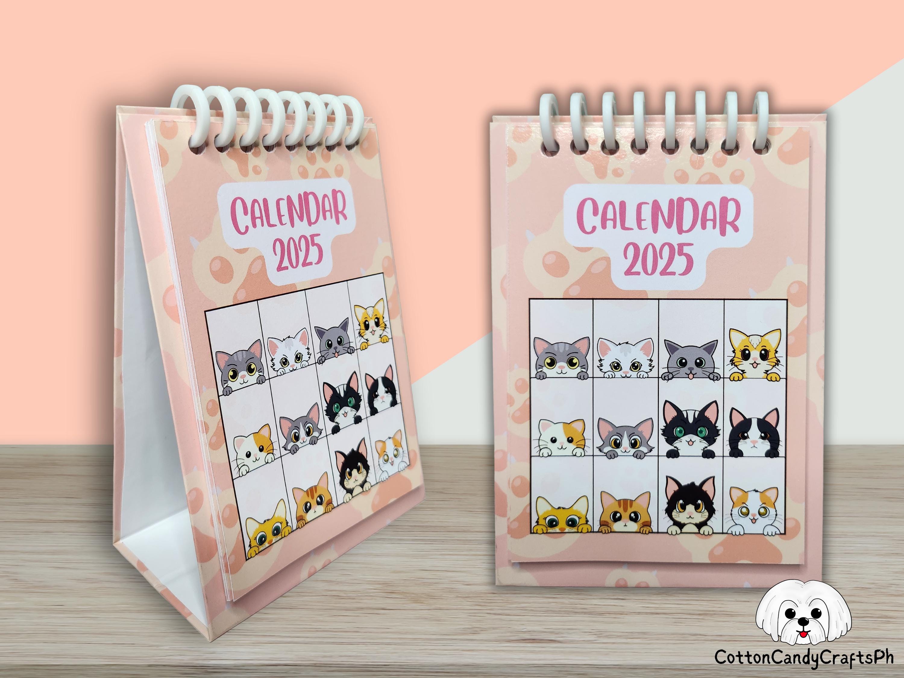 Cat Calendar 2025, Calendar 2025, Printable Desk Calendar, Mini ...