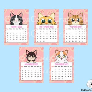 Cat Calendar 2025, Calendar 2025, Printable Desk Calendar, Mini ...
