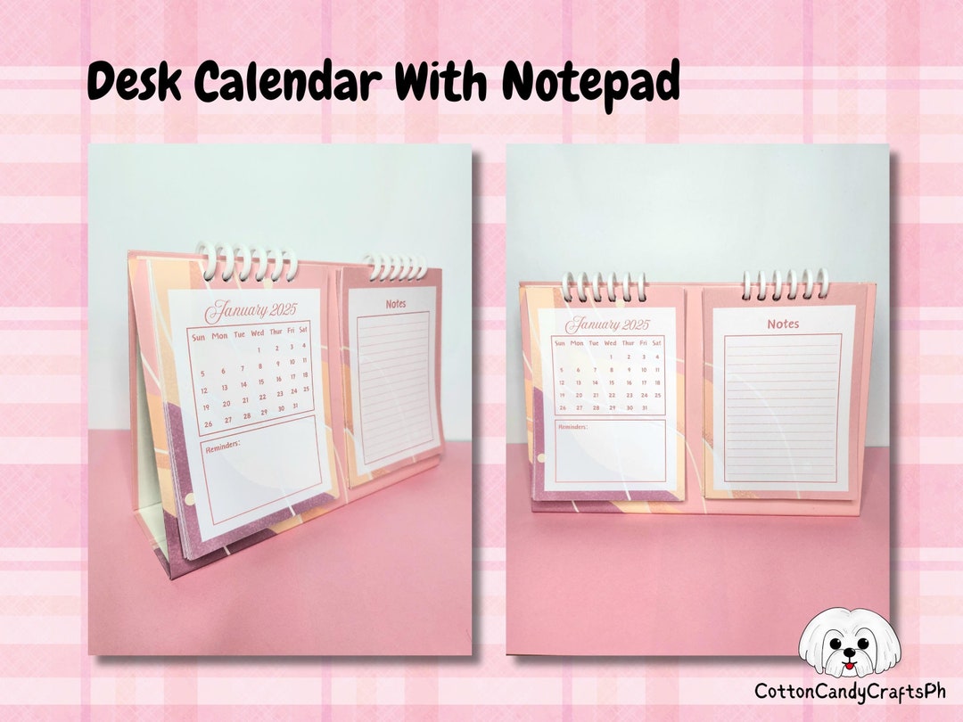 2025 Desk Calendar With Notepad, DIY Calendar 2025, Printable Desk ...