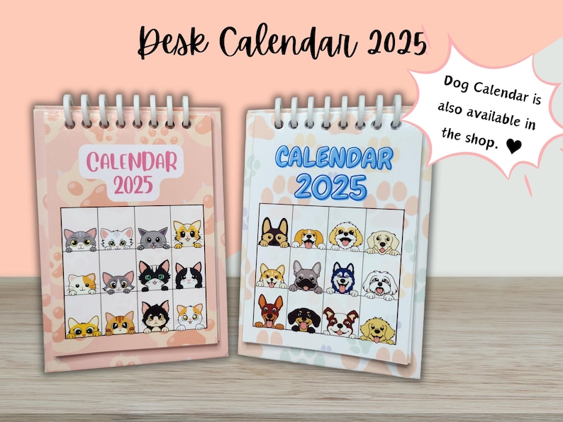 Cat Calendar 2025, Calendar 2025, Printable Desk Calendar, Mini ...