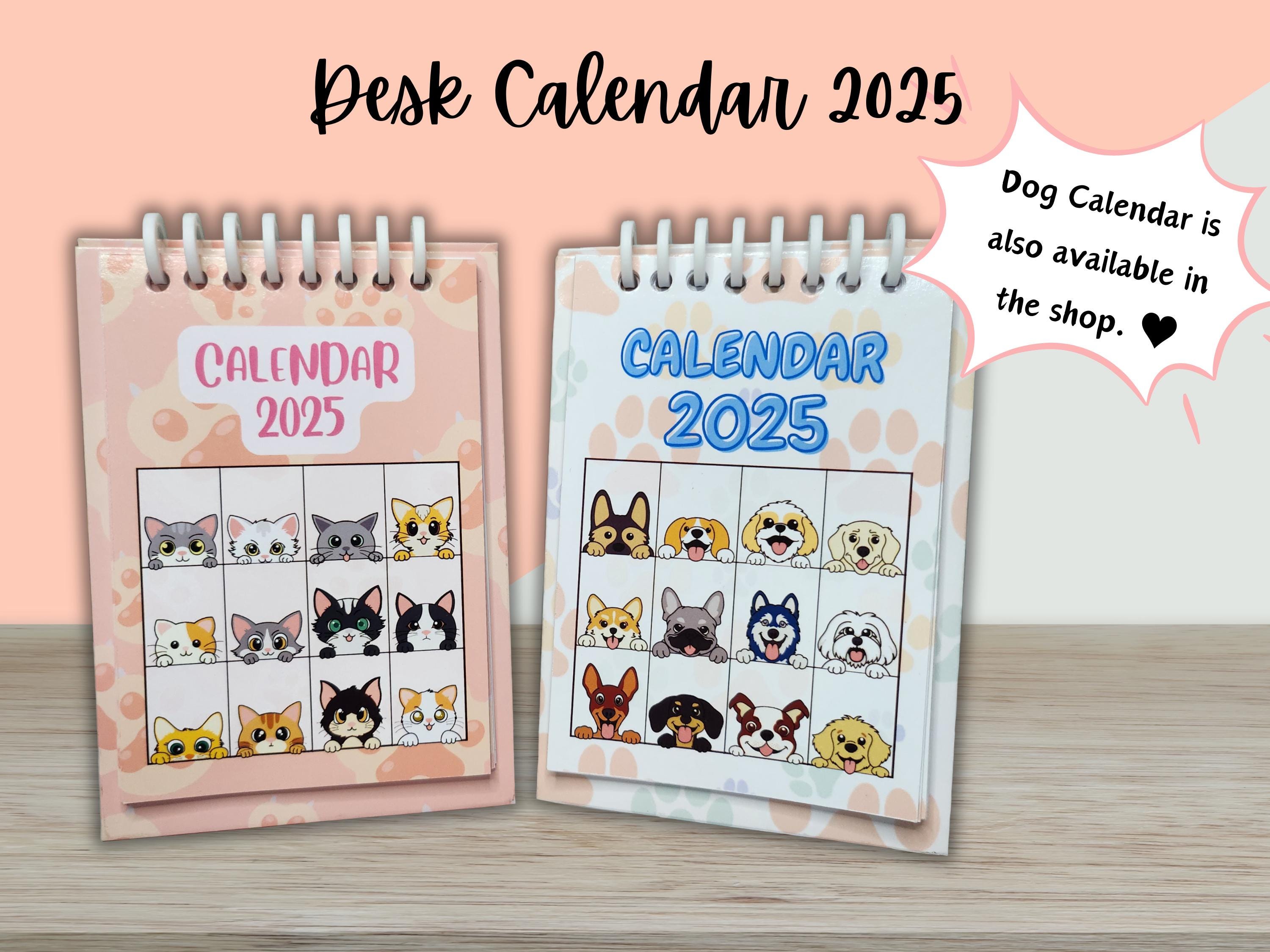 Cat Calendar 2025, Calendar 2025, Printable Desk Calendar, Mini ...