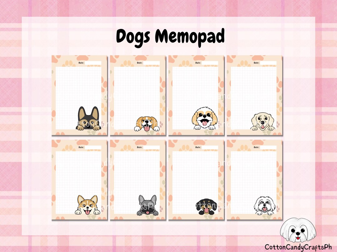 Dogs Notepads Memopads | Printable Notepads | Memo Pads | Stationery ...