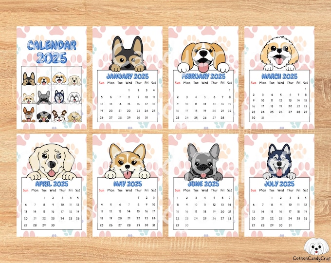 Cat Calendar 2025, Calendar 2025, Printable Desk Calendar, Mini ...