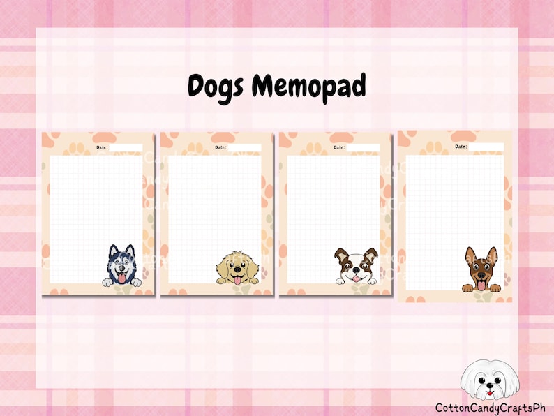 Dogs Notepads Memopads | Printable Notepads | Memo Pads | Stationery ...