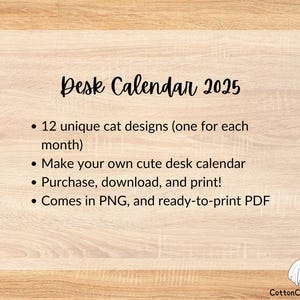 Cat Calendar 2025, Calendar 2025, Printable Desk Calendar, Mini ...