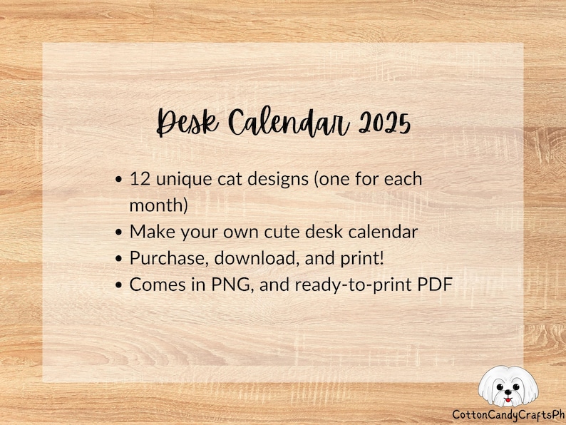 Cat Calendar 2025, Calendar 2025, Printable Desk Calendar, Mini ...