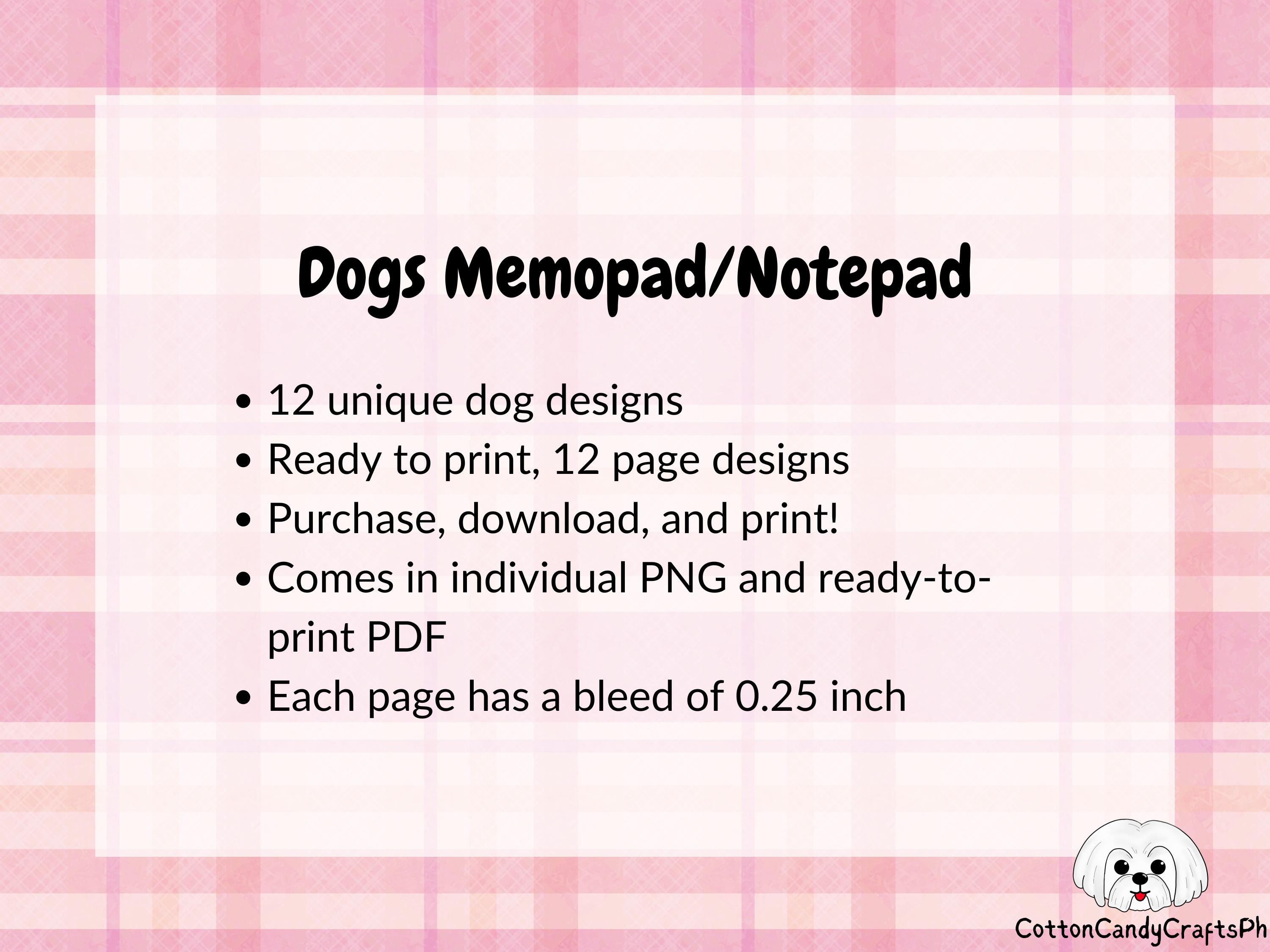 Dogs Notepads Memopads | Printable Notepads | Memo Pads | Stationery ...