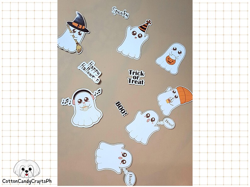 Cute Printable Ghost Sticker Sheet | Halloween Stickers PNG Bundle ...