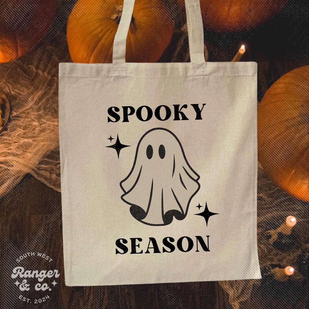 Spooky Halloween Tote Bag Trick or Treat Bag Ghost Themed Tote for ...