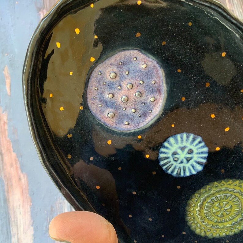 4 Moons Stamped Ceramic Dish Wonky Ceramic Plate - Etsy