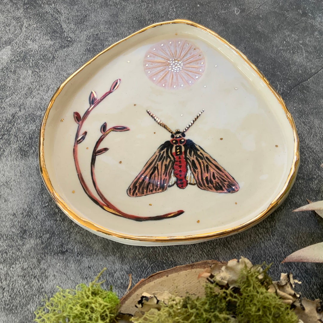 Streaked Calidota Moth, Porcelain Ceramic Wall Art, Shellieartist, Moth ...