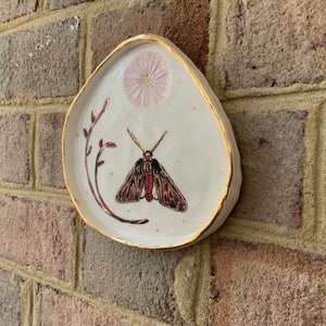 Streaked Calidota Moth, Porcelain Ceramic Wall Art, Shellieartist, Moth ...