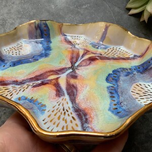 Rainbow Geometric Dish, Ceramic Platter, Shellieartist, Gift for Her ...