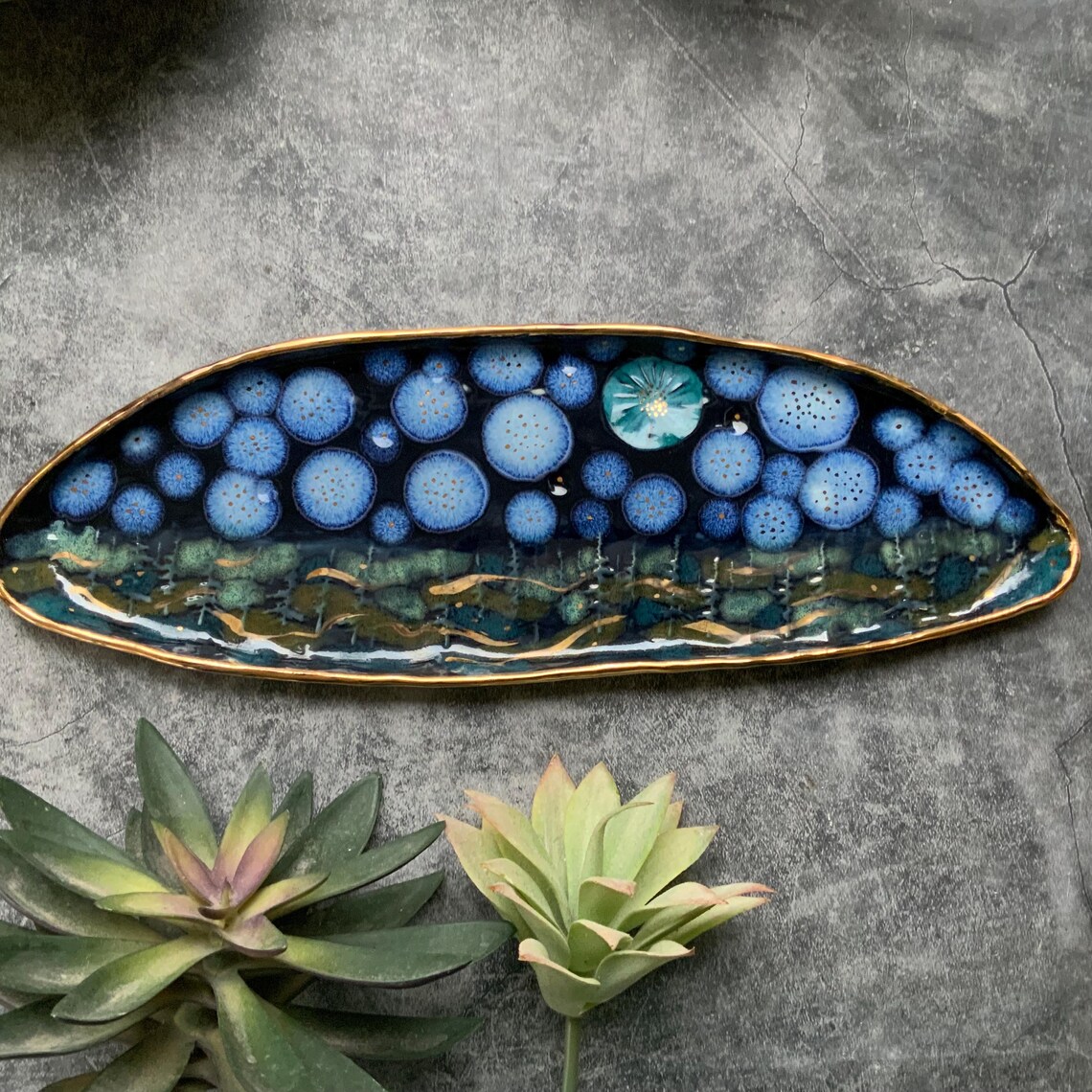 Long Narrow Landscape Mountains Dish, Ceramic Plate, Rustic, Home Decor ...