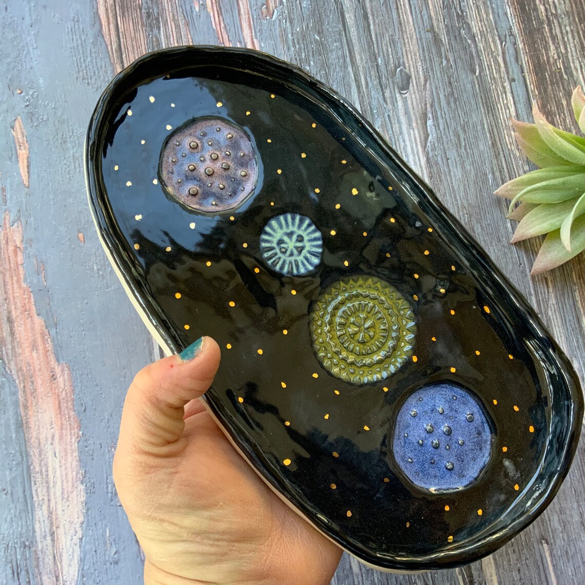 4 Moons Stamped Ceramic Dish Wonky Ceramic Plate - Etsy