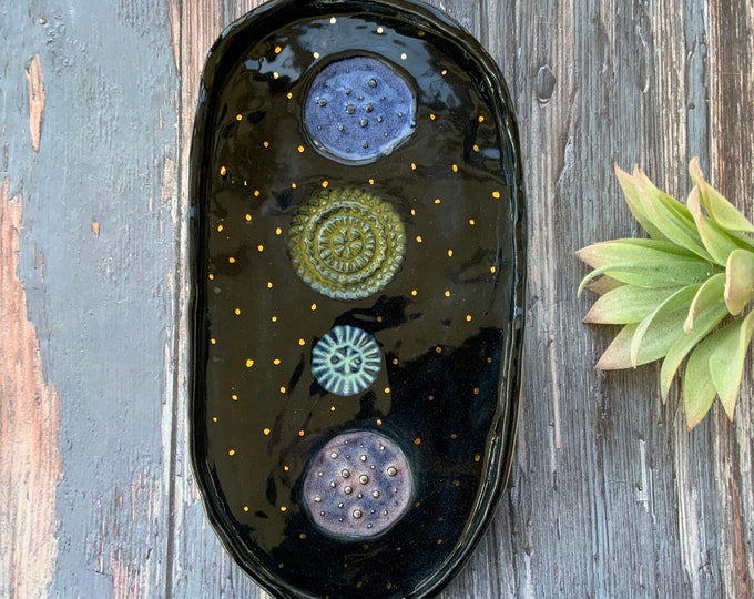 4 Moons Stamped Ceramic Dish, Wonky Ceramic Plate, Shellieartist, Chef ...