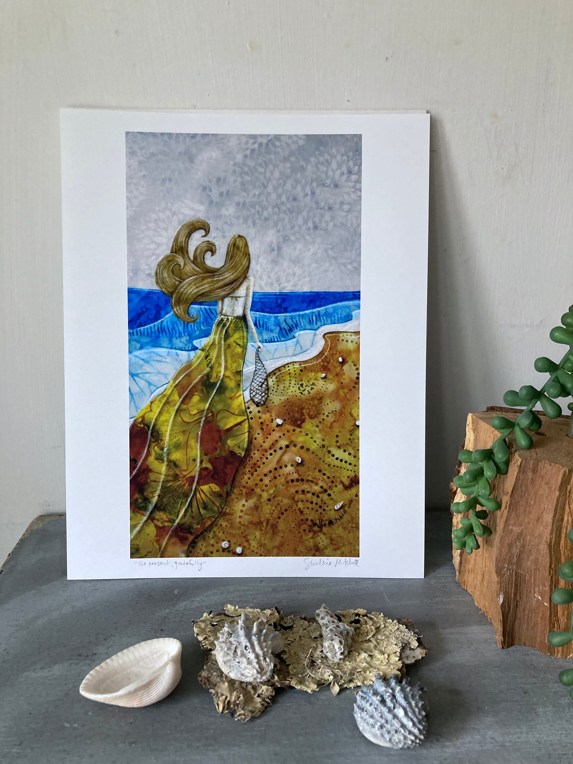 Nautical Beach Decor, Be Present Gratefully, Beach Decor, Aqua Blue ...