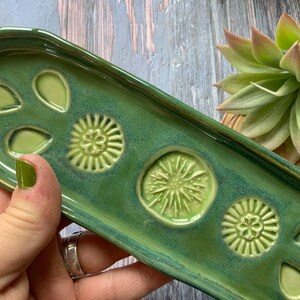 Green Rustic Stamped Ceramic Dish, Wonky Ceramic Plate, Shellieartist ...