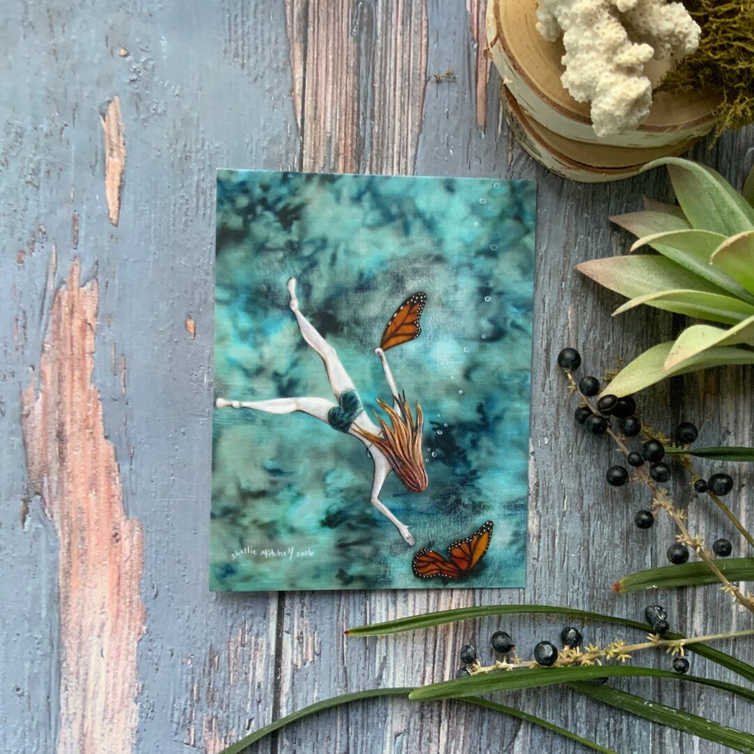 Lost and Found Card, Gift for Her, Flat Illustrated Blank Card, Monarch ...