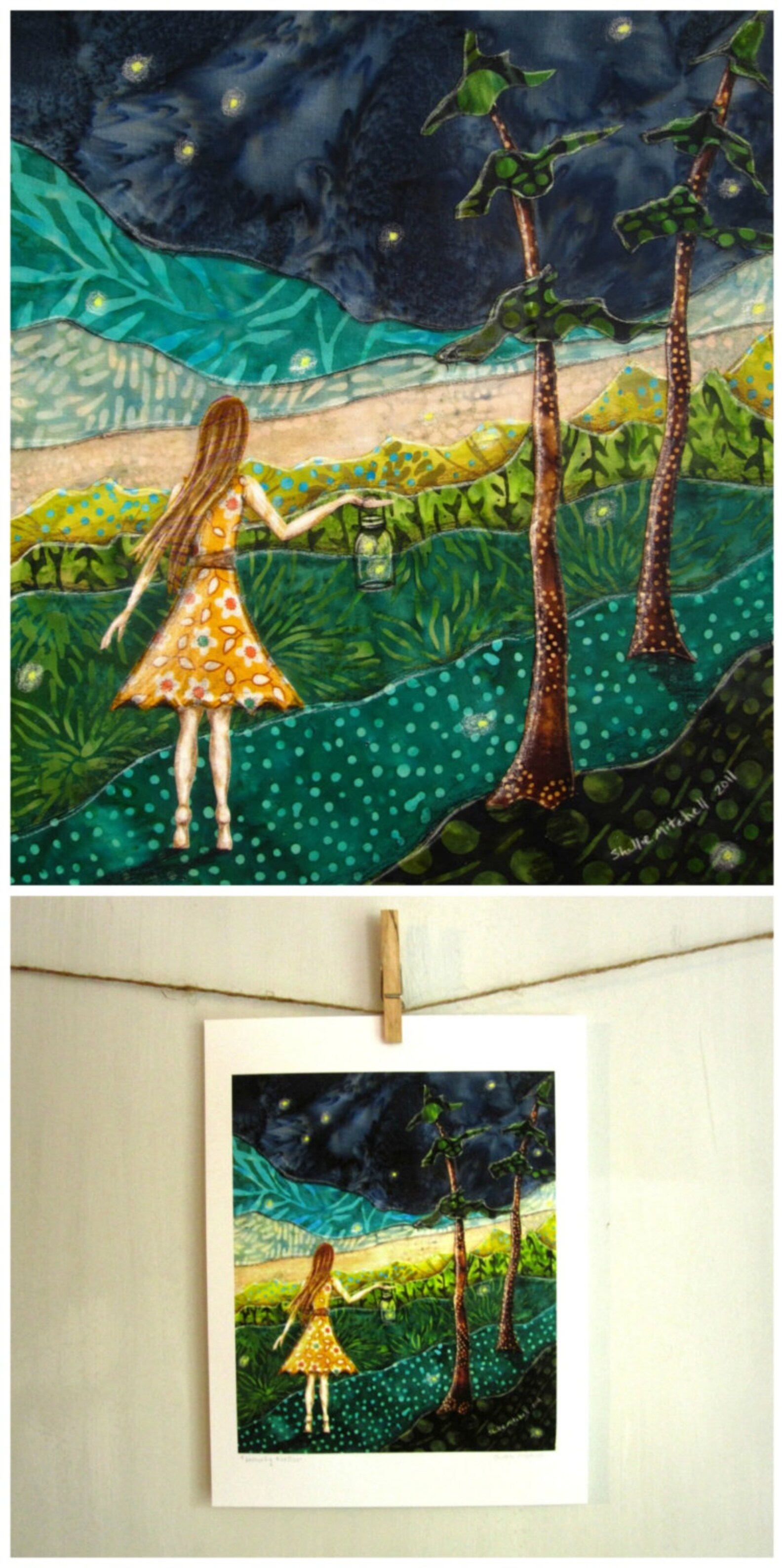 Gathering Fireflies, Summer,nursery Decor, Catching Lightening Bugs ...