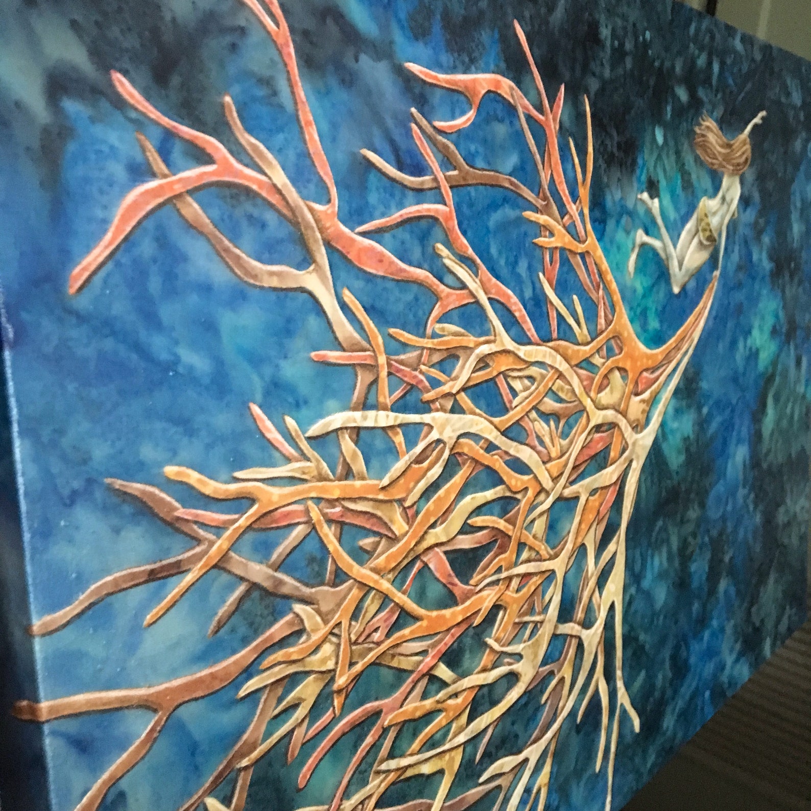 Unique Beach Decor, Underwater Swimmer, Gift for Her, Deep Blue Sea ...