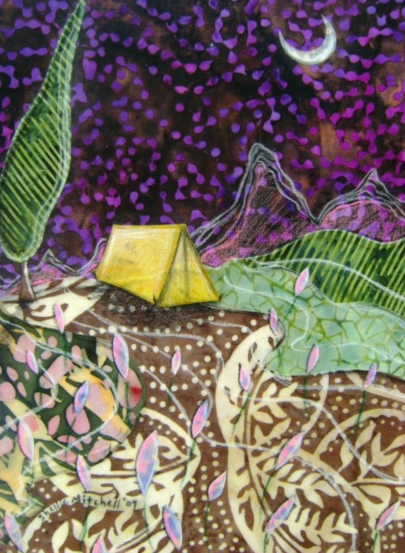 Camping Art Expedition Yellow Tent Adventure Camp Hike | Etsy