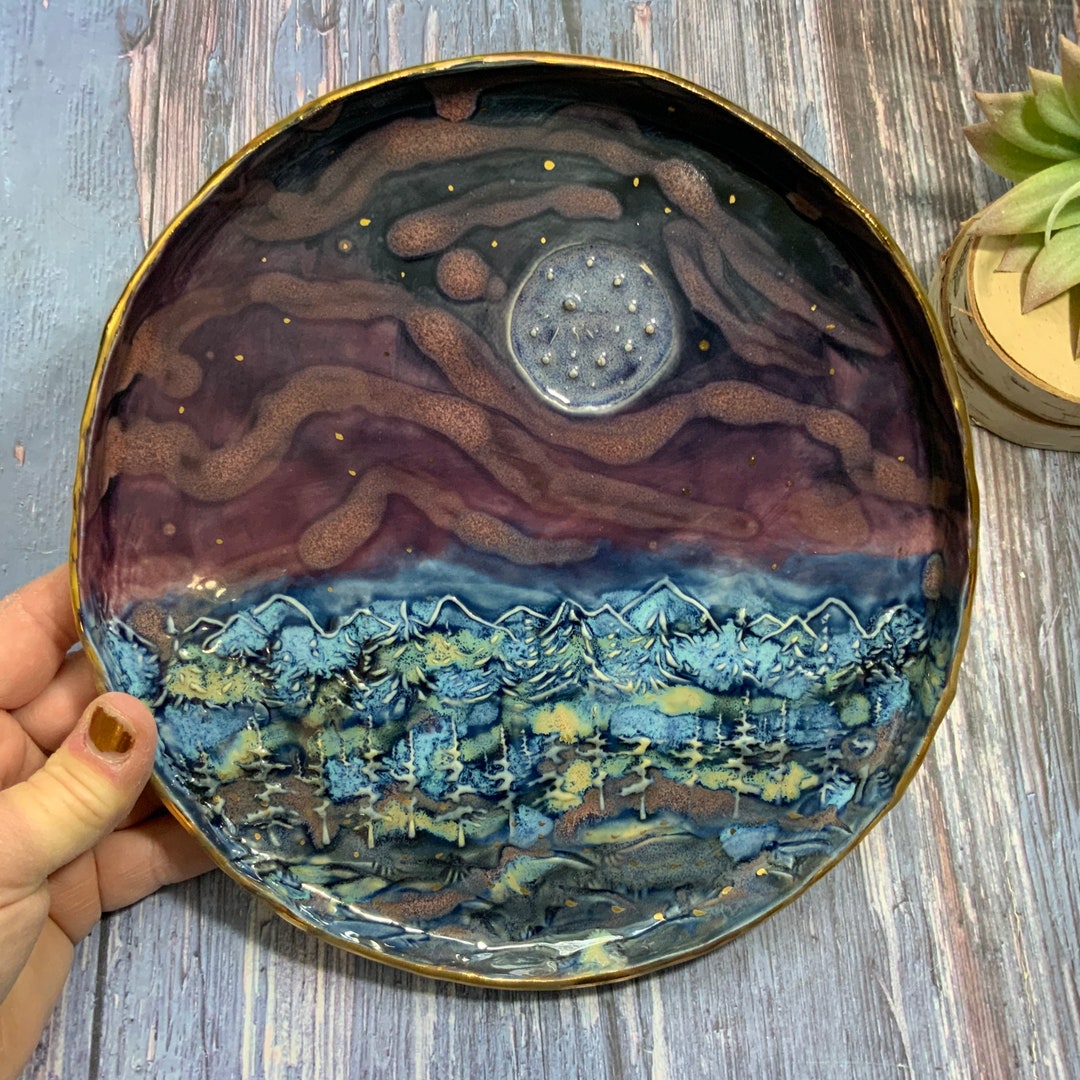 Landscape Forest Dish, Ceramic Dish, Woodland Rustic, Home Decor ...