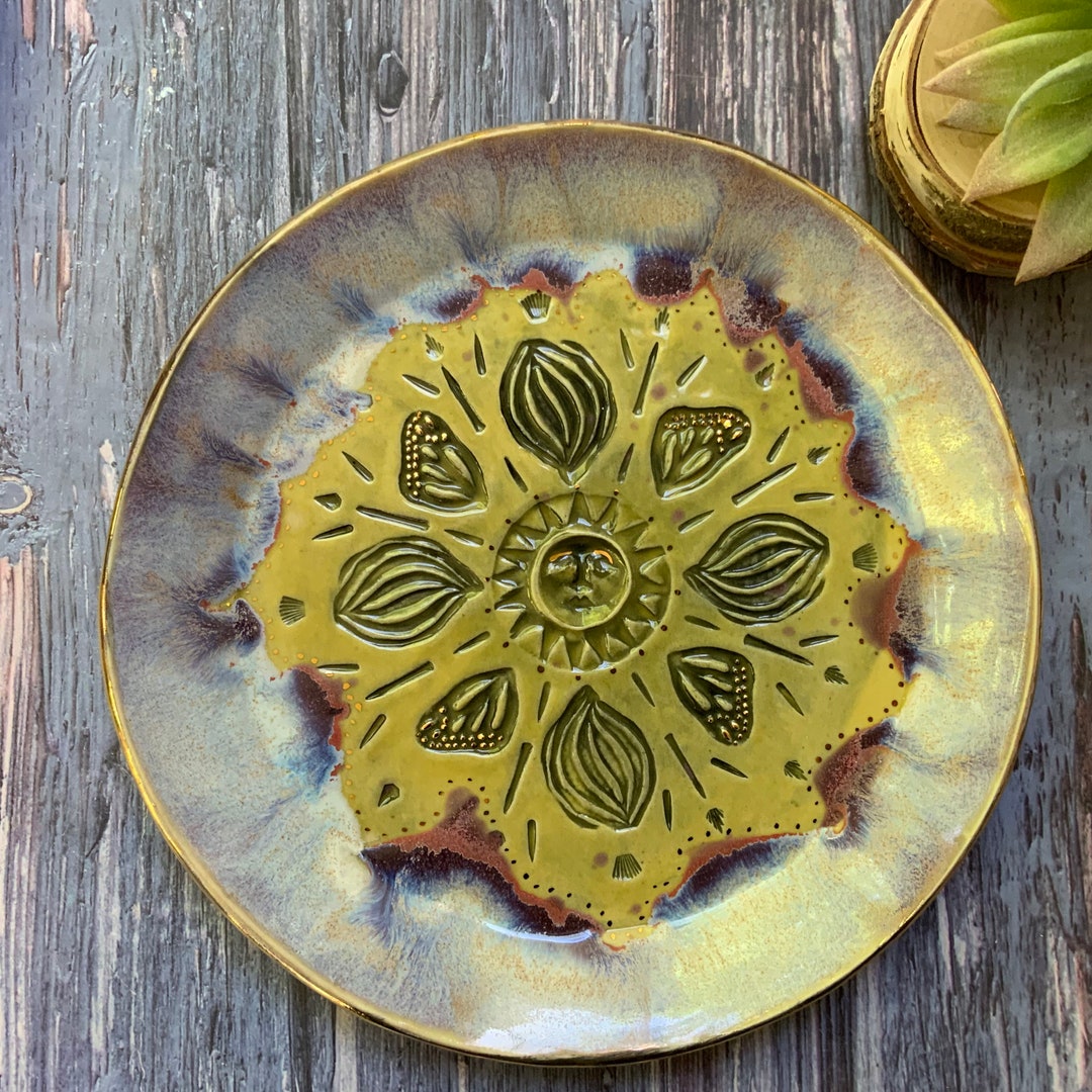 Sunshine Deep Dish Plate, Ceramic Plate, Shellieartist, Gift for Her ...