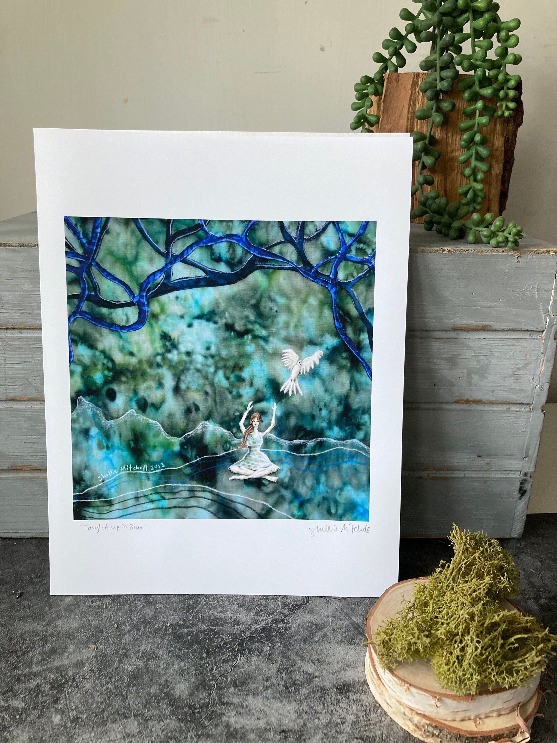 Tangled up in Blue, Gifts for Her, Girlfriend Gift, Flying Bird, Teal ...