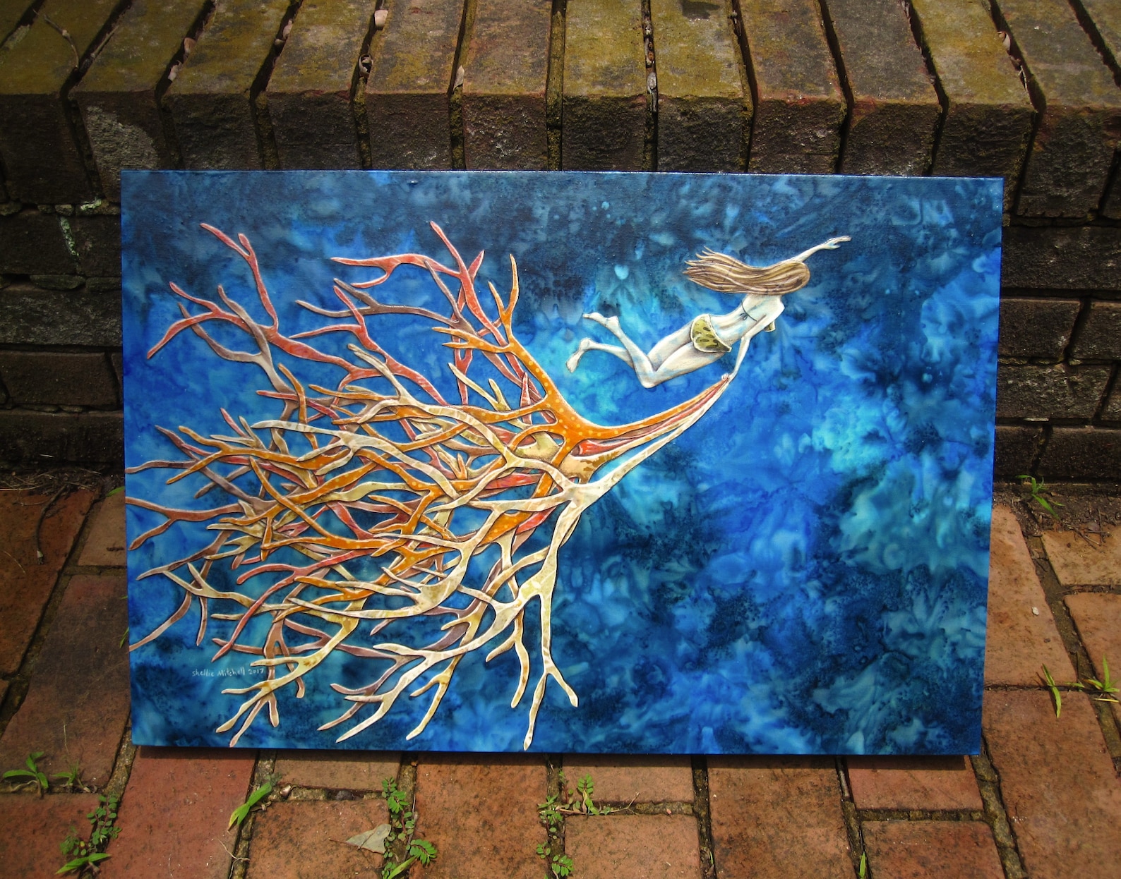 Unique Beach Decor, Underwater Swimmer, Gift for Her, Deep Blue Sea ...
