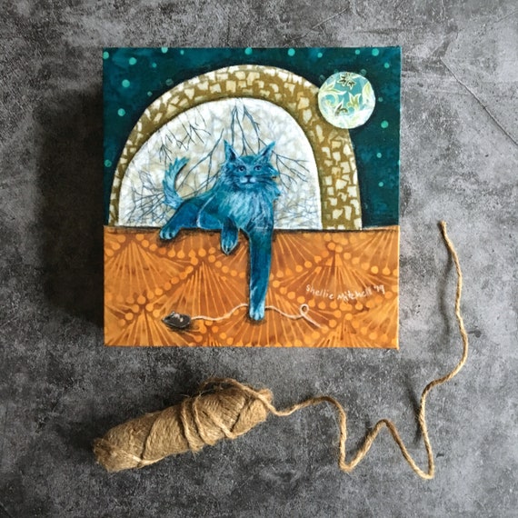 Original Cat Art Cat Lover Gift Toy Mouse Gift for Her | Etsy