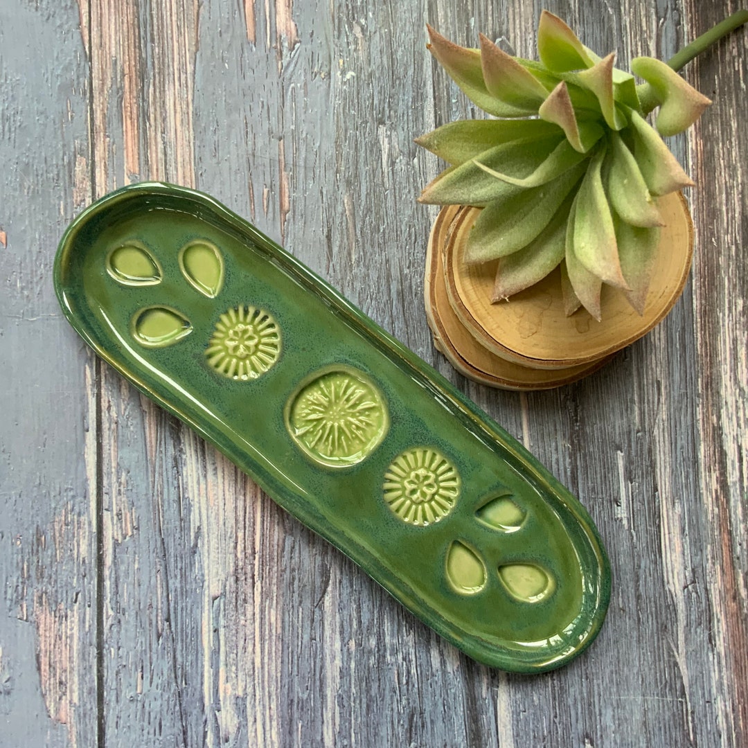 Green Rustic Stamped Ceramic Dish, Wonky Ceramic Plate, Shellieartist ...