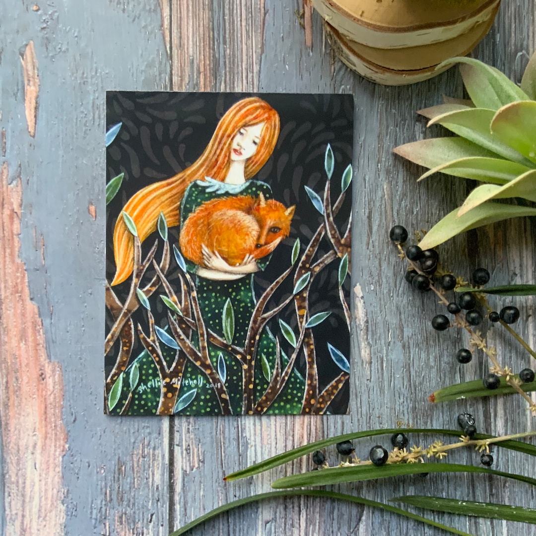 Fox Note Card, Illustrated Flat Blank Card, Card for Her, Woodland Fox ...