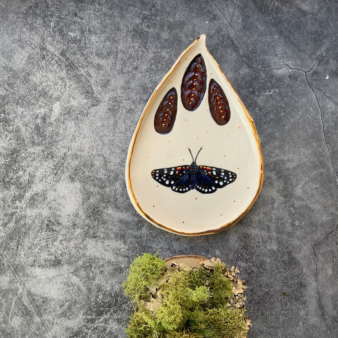 Faithful Beauty Moth, Porcelain Ceramic Wall Art, Shellieartist, Moth ...