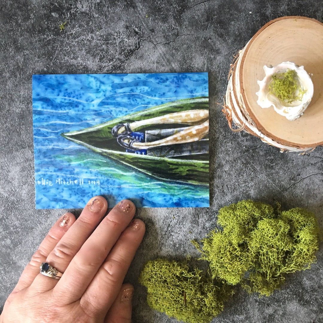 Drifting, Illustrated Blank Card, Note Card, Boating, Engagement Card ...