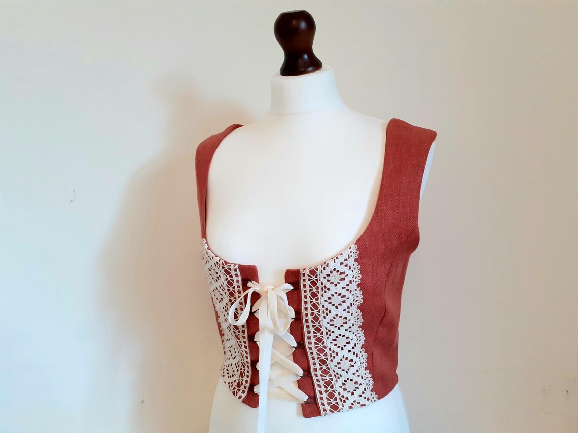 Corset, Front Lace up Corset, Corset Top, Underbust Corset, Bodice ...