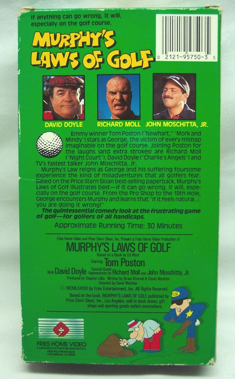 Vintage 1989 Murphy's Laws of Golf VHS VIDEO Tom Poston Richard Moll ...