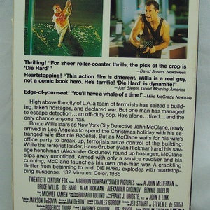 Vintage 1989 DIE HARD Vhs Video Movie Bruce Willis 1980's Original - Etsy