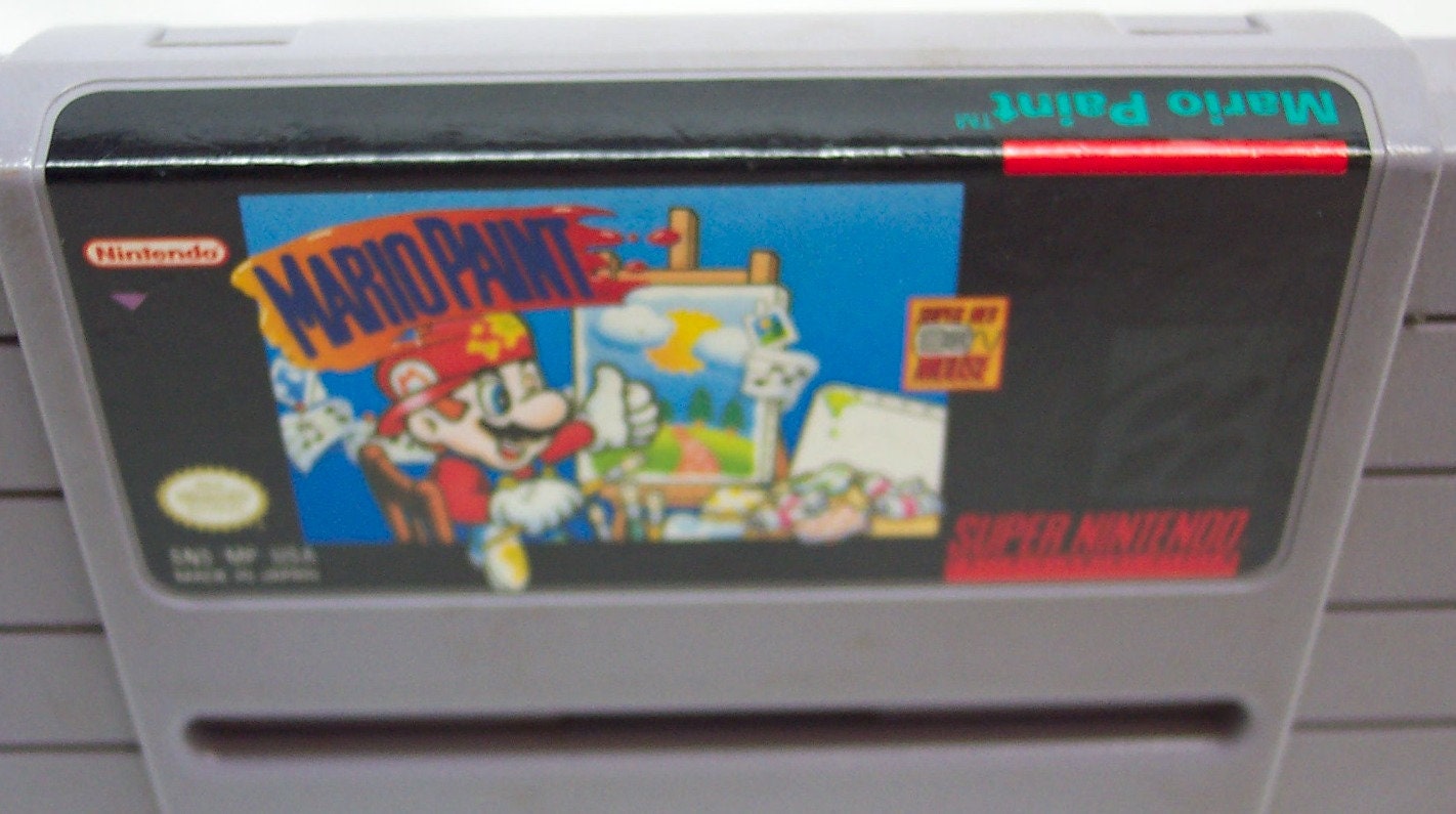 Vintage MARIO PAINT Super Nintendo Snes Video Game Cart Cartridge 1992 ...