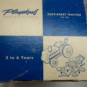 Antique 1950's Playskool Wooden TAKE APART TRACTOR Wood Building Toy ...