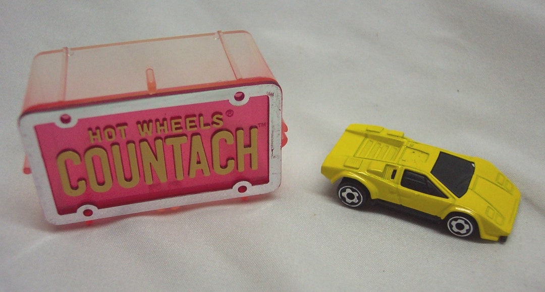 Rare Vintage 1987 Hot Wheels Park'n Plates YELLOW LAMBORGHINI COUNTACH ...