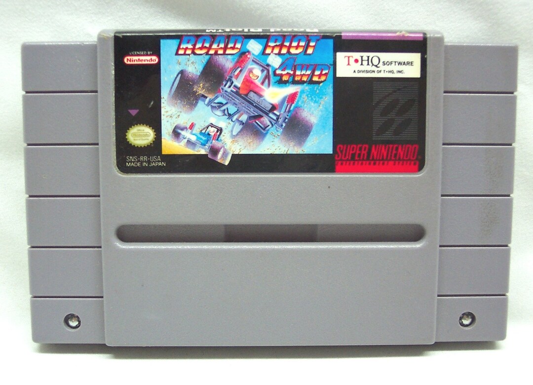 Vintage Original 1992 ROAD RIOT 4W SNES Nintendo Game Cart Cartridge ...