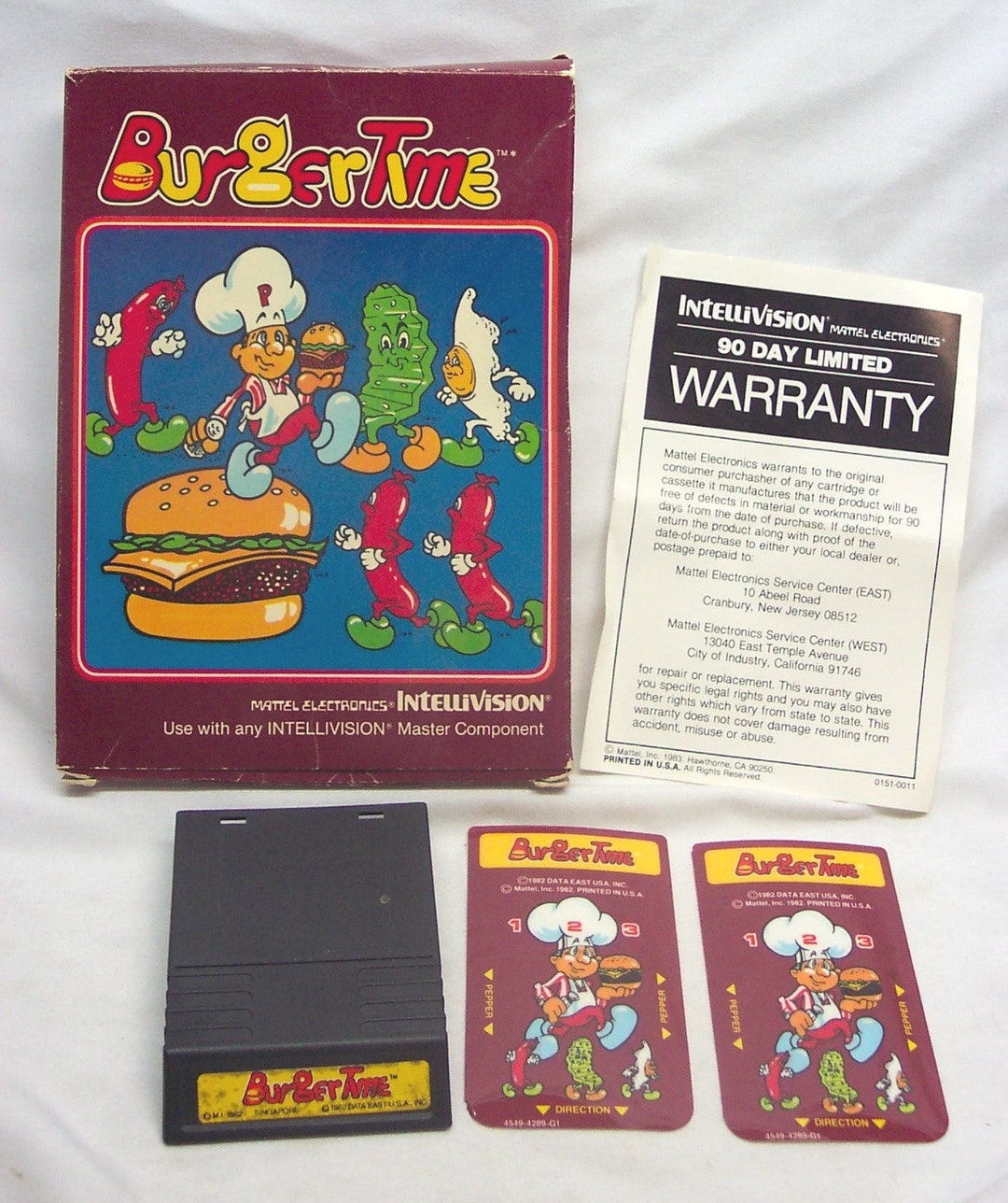 Vintage 1983 BURGERTIME Intellivision Video Game Cart Cartridge 1980's ...